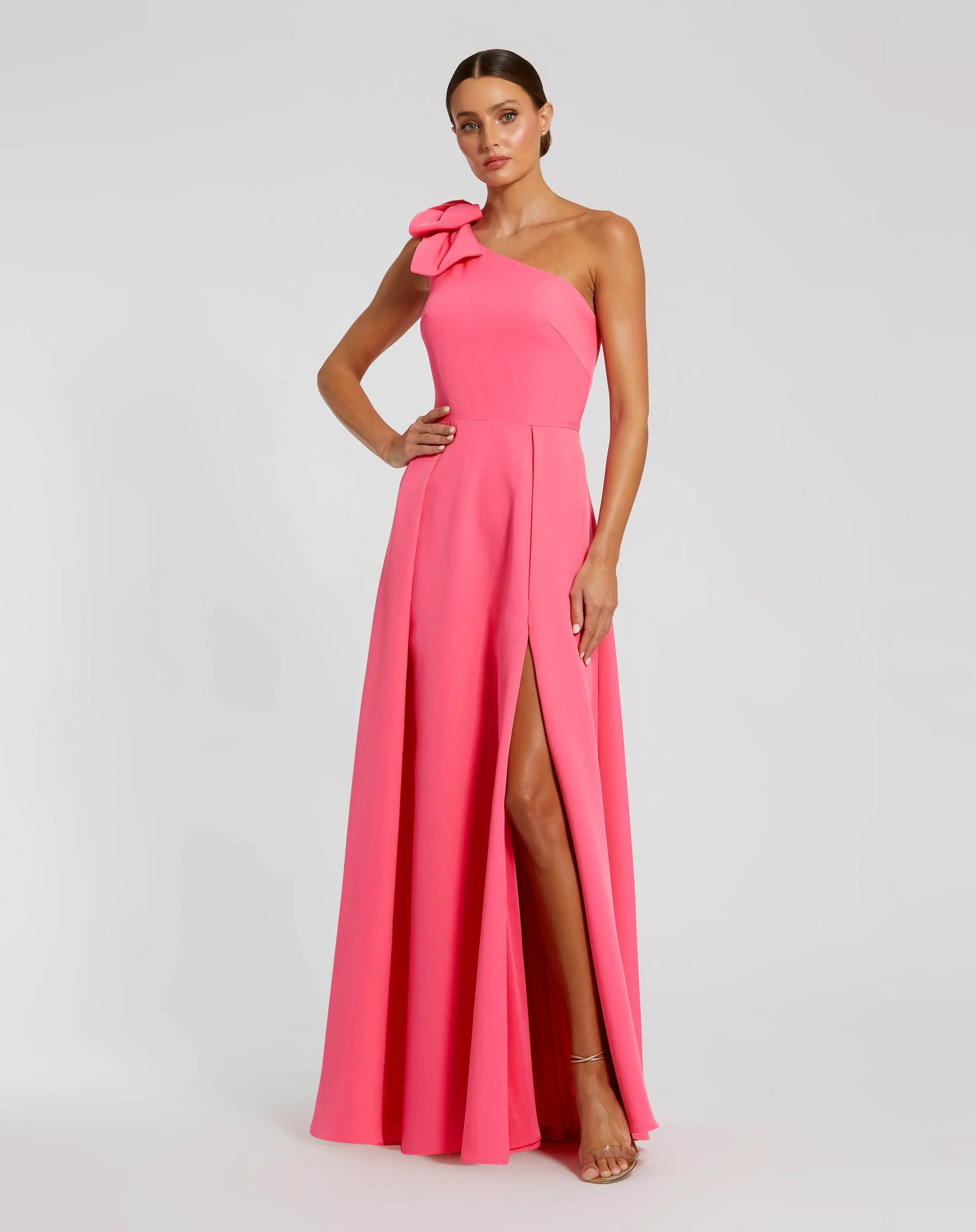 MAC DUGGAL One-Shoulder A-Line Gown with Bow